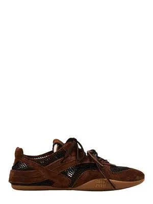 Miu Miu Miu Miu Low-Top Lace-Up Sneakers Brown