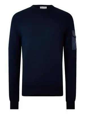 Moncler Crew Neck Knit Sweater With Pocket Detail - Black