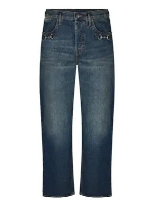 Gucci Horsebit Wide-leg Jeans - Blue