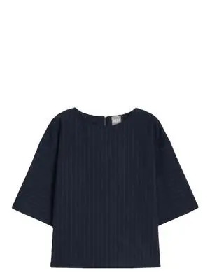 Max Mara Pinstripe Short-sleeved Top - Black