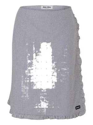 Miu Miu Miu Miu Plaid Midi Skirt Gray