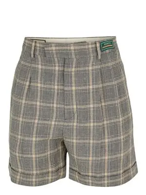 Gucci Tailored Plaid Wool Shorts - Gray