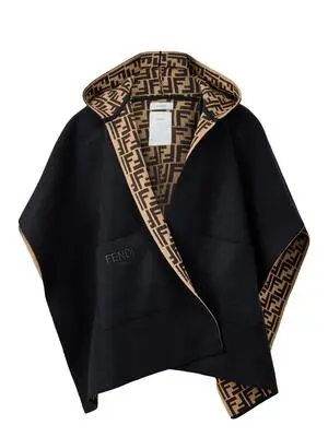 Fendi Reversible Hooded Cape - Black