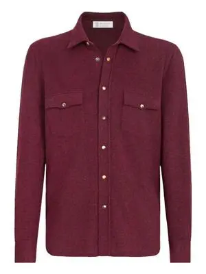BRUNELLO CUCINELLI Virgin Wool, Cashmere And Silk Knit Shirt
