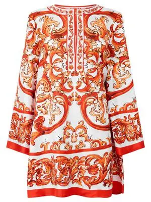 Dolce & Gabbana Tunic Dress With Baroque Print - Red