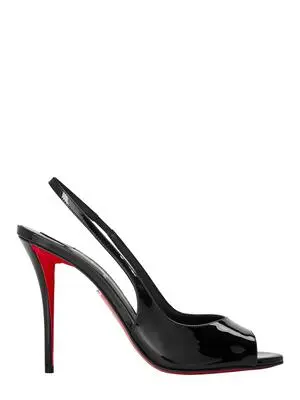 CHRISTIAN LOUBOUTIN Patent Leather Peep-toe Slingback Pumps - Black
