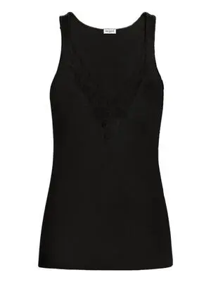 Balmain Lace Trimmed Knit Vest Top - Black