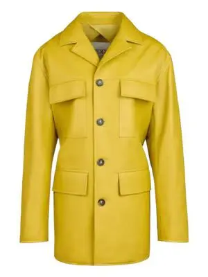 TOD'S Long-sleeved Leather Jacket - Yellow