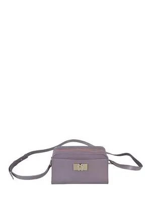 Furla Aura Pebbled Leather Crossbody Bag - Gray
