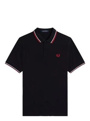 Fred Perry Short Sleeve Twin Tipped Polo Shirt - Black