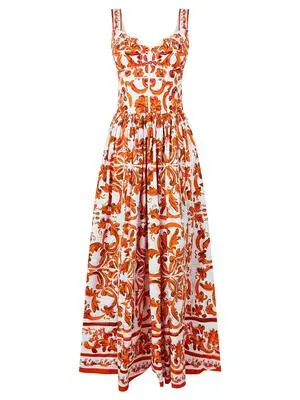 Dolce & Gabbana Sleeveless Midi Dress With Baroque Print - Multicolor