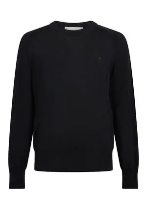 AMI Paris Merino Wool Classic Crew Neck Sweater - Black
