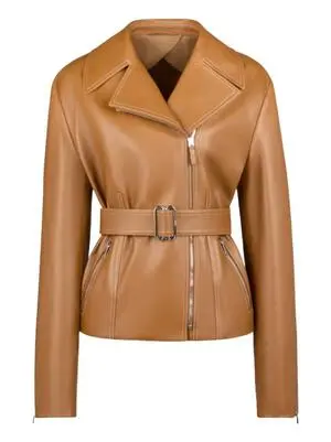 TOD'S Belted Leather Jacket - Brown