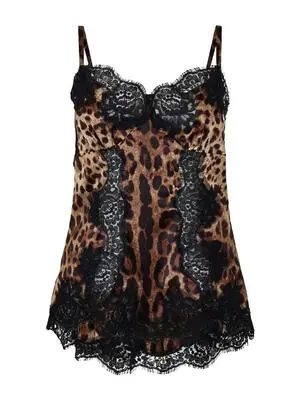 Dolce & Gabbana Leopard Print Lace Camisole - Black