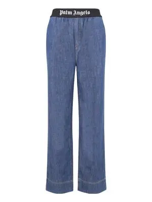 Palm Angels Mid-waisted Wide-leg Jeans - Blue