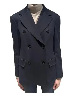 Max Mara Double Breasted Long Sleeve Suit Jacket - Black