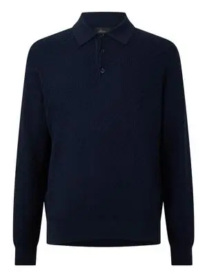 Brioni Knit Long-sleeve Polo Sweater - Black