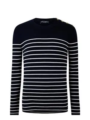 Dolce & Gabbana Dolce & Gabbana Striped Knit Jumper With Button Detail Black