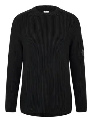 C.P. COMPANY Solid Crew Neck Knit - Black