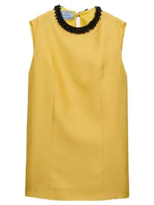 Prada Sleeveless Embroidered Gazar Dress - Topaz
