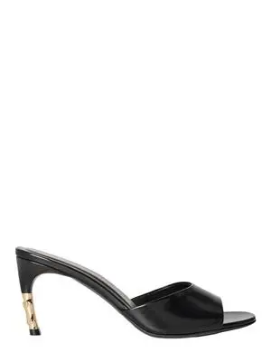 Gucci Bamboo Mule With Gold Tone Heel - Black