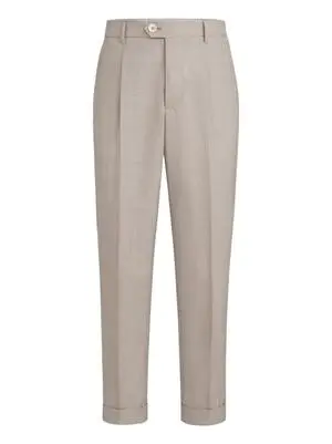 Brunello Cucinelli Virgin Wool Fresco Trousers With Pleat - Nude