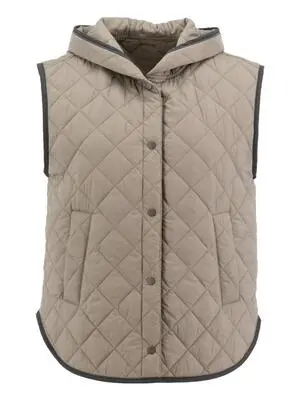 Brunello Cucinelli Brunello Cucinelli Quilted Hooded Gilet Light Brown