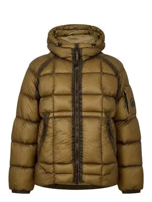 C.P. COMPANY Quilted Hooded Down Puffer Jacket - Brown