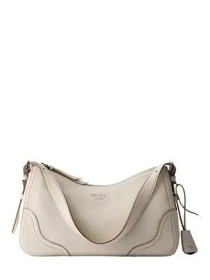 Prada Prada Aimée Large Leather Shoulder Bag Chalk White