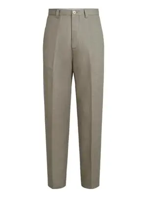 Brunello Cucinelli Cotton And Linen Panama Trousers With Pleat - Gray