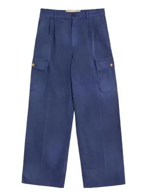 Valentino Garavani High Waisted Wide Leg Denim Cargo Trousers - Medium Blue