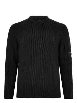 C.P. COMPANY Crew Neck Ribbed Knit Sweater With Utility Pocket - No