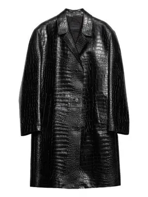 PRADA Prada Croco-Print Leather Coat
