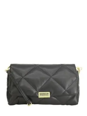 Barbour Quilted Leather Shoulder Bag With Chain Strap - Black