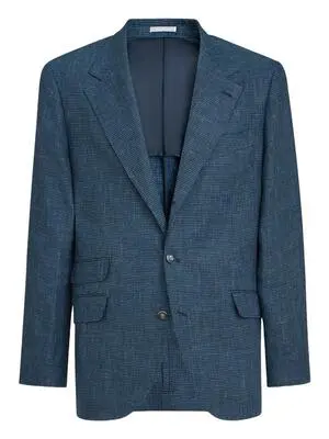 Brunello Cucinelli Houndstooth Single-breasted Blazer - Blue