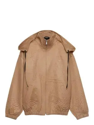 Prada Prada Camel Cashmere Blend Blouson Jacket With Drawstring Hood Camel Brown