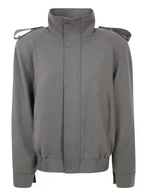 THE FRANKIE SHOP Long-sleeve Casual Jacket With High Neck And Epaulettes - Gray