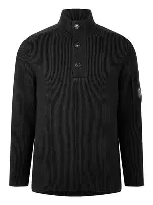 C.P. COMPANY C.P. Company Ribbed Mock Neck Sweater With Lens Logo Pocket No