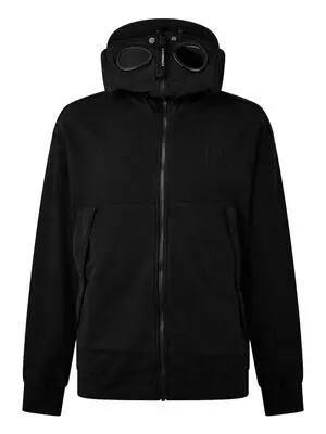 C.P. COMPANY Zip-up Hooded Fleece Sweat Jacket - Black