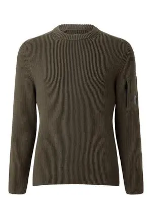 C.P. COMPANY Ribbed Crew Neck Sweater With Sleeve Pocket - No