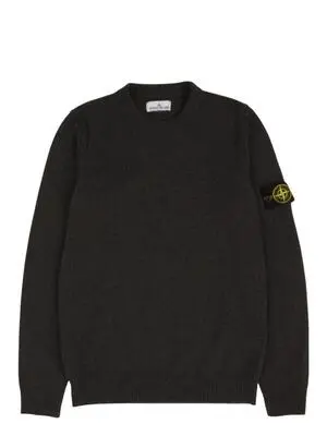 Stone Island Logo Patch Crewneck Knitted Jumper - Black
