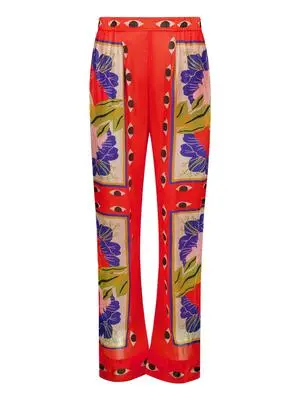 Farm Rio Graphic Print Elastic Waist Pants - Red