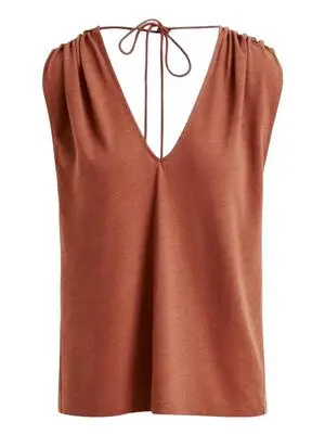 ESSENTIEL ANTWERP Essentiel Antwerp Sleeveless V-Neck T-Shirt With Tie Back