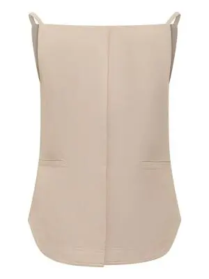 Loulou De Saison Sleeveless Square Neck Top With Front Pockets - Sand
