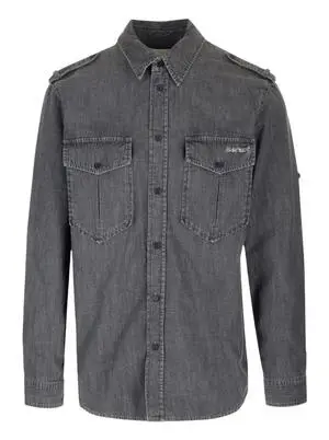 Isabel Marant Étoile Logo Embroidered Long-sleeved Denim Shirt - Black