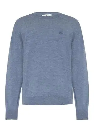 Etro Logo Embroidered Crewneck Knitted Jumper - Blue