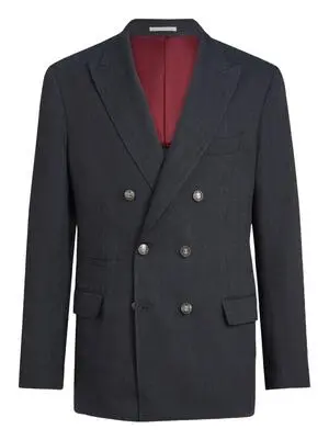 Brunello Cucinelli Chevron Double-breasted Blazer - Anthracite