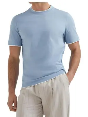 Brunello Cucinelli Layered-effect Crewneck T-shirt - Blue