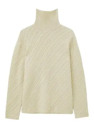 JOSEPH Cable Knit Turtleneck Sweater - Nude