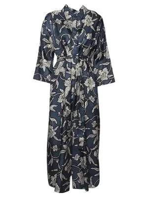 Max Mara Floral Print Belted Shirt Dress - Black